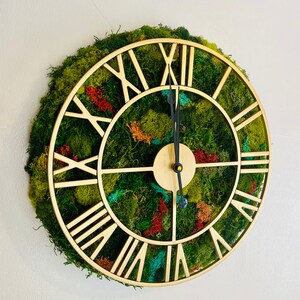 Moss Wall Art Clock, Moss Art, Wall Clock, Clock Decor, Gold Clock ...