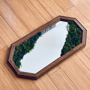 Mirror Moss Art, Moss Wall Mirror, Vintage Hexagon Mirror, Cottagecore ...