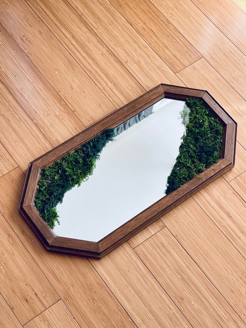 Mirror Moss Art Moss Wall Mirror Vintage Hexagon Mirror - Etsy