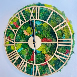 Moss Wall Art Clock, Moss Art, Wall Clock, Clock Decor, Gold Clock ...