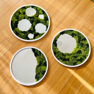 Mirror Moss Art, Moss Wall Mirror, Round Wood Mirror, Cottagecore ...