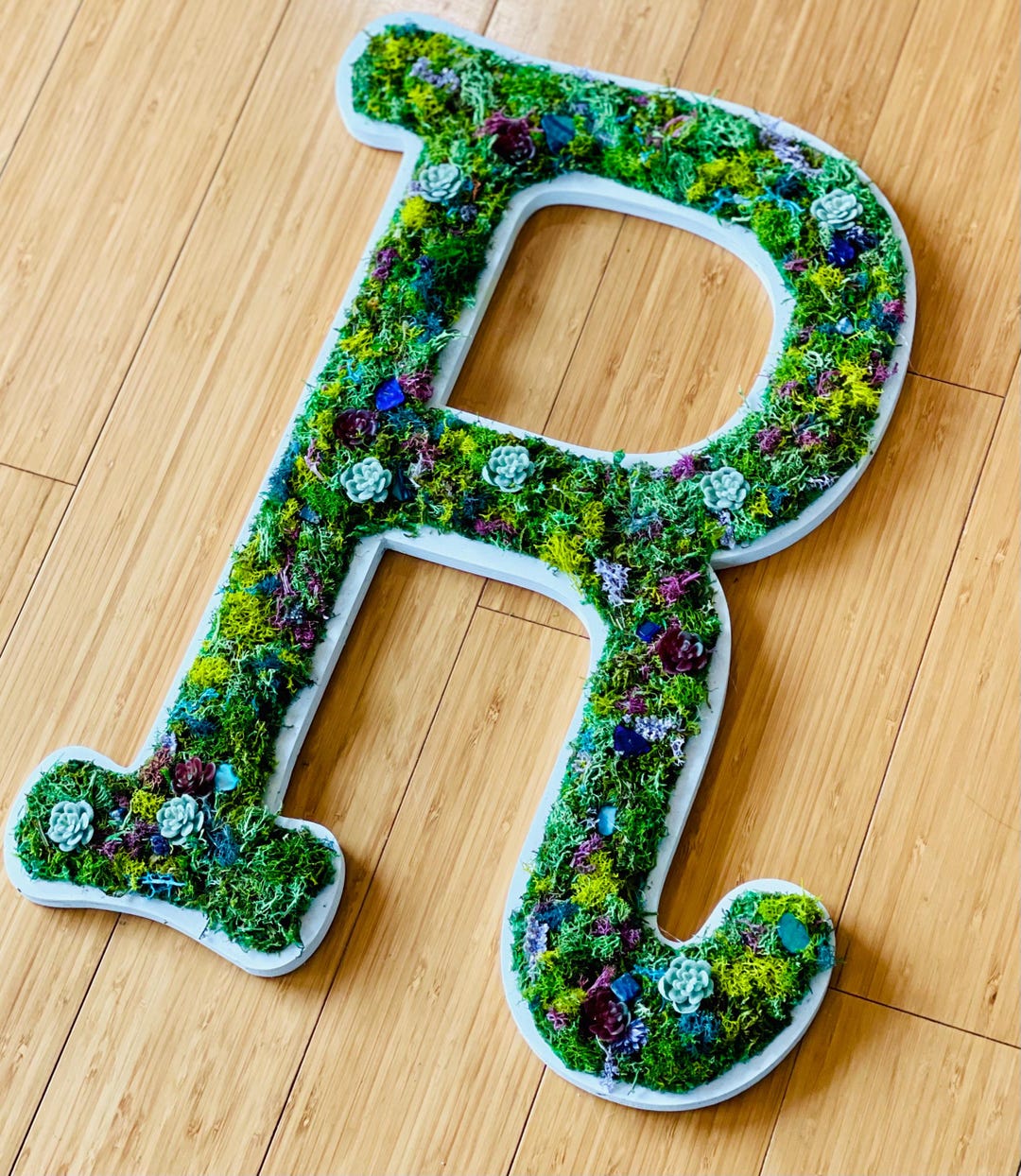 Moss Letter Art – Preserved Moss With Faux Succulents and Floral Wall ...