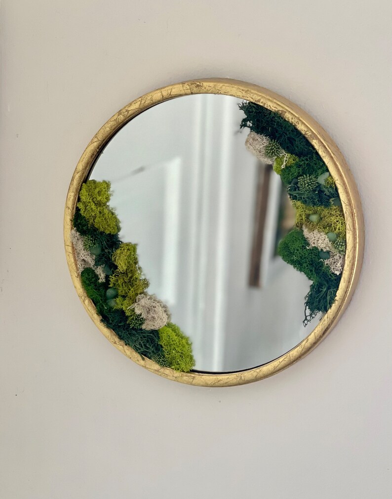 Mirror Moss Art Moss Wall Mirror Gold Round Mirror - Etsy