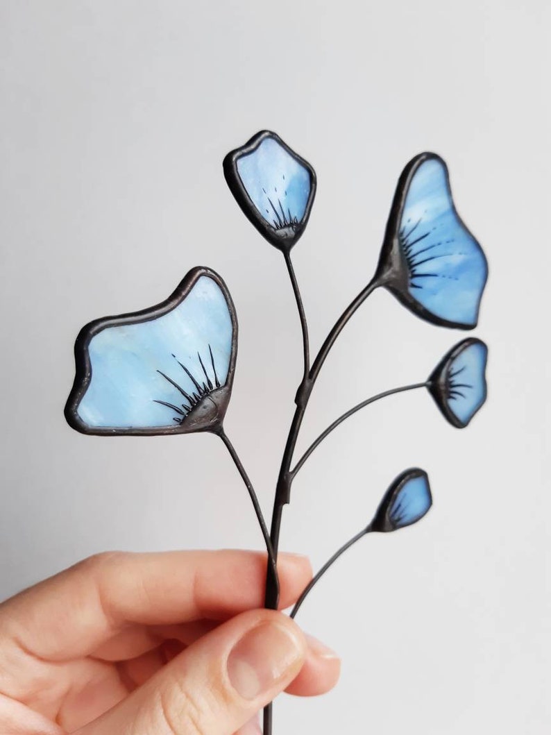 Glass Flower Flower Pot Decor Stained Glass Homedecor | Etsy