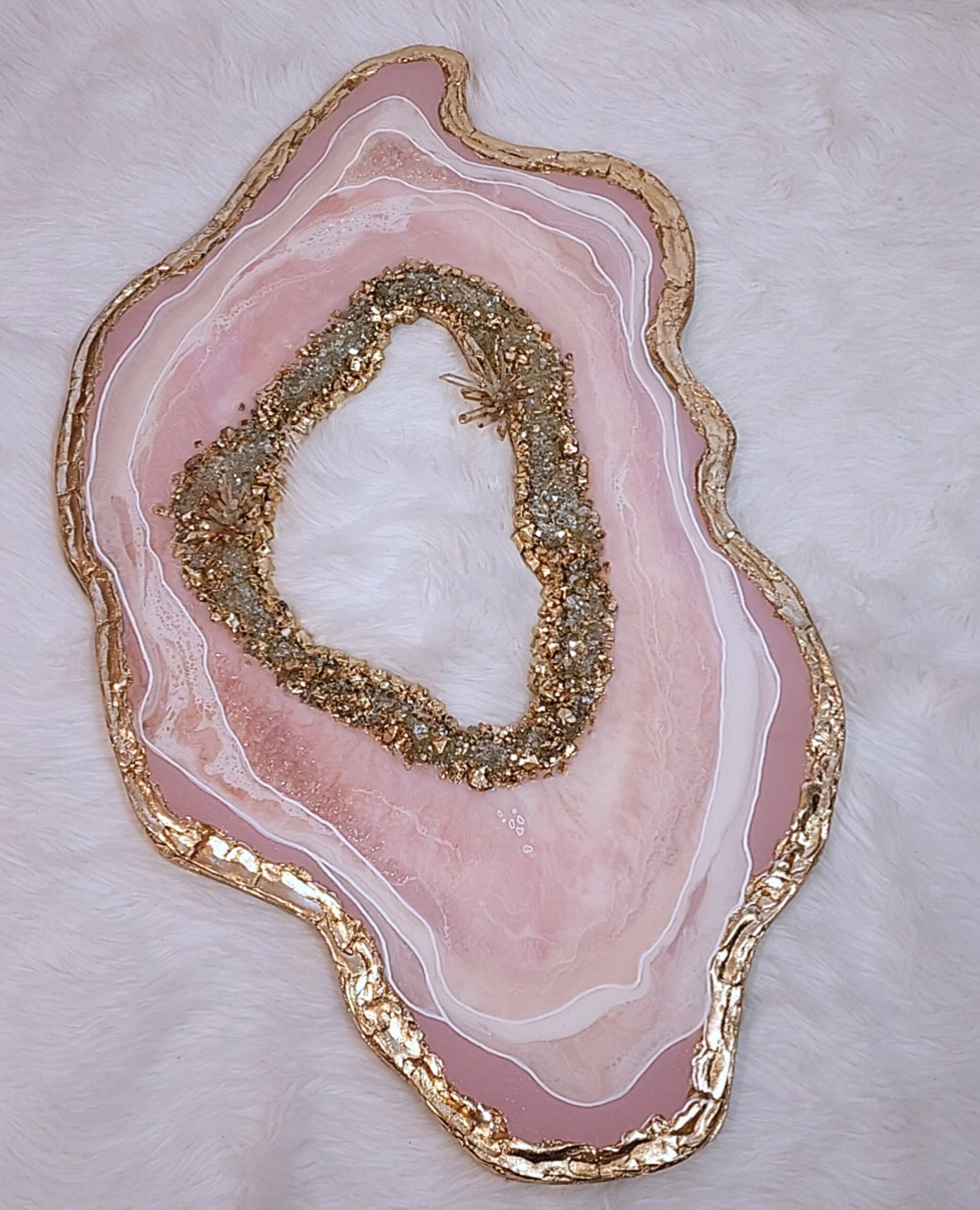 Big Pink Geode Wall Art With Quartz Crystals - Etsy