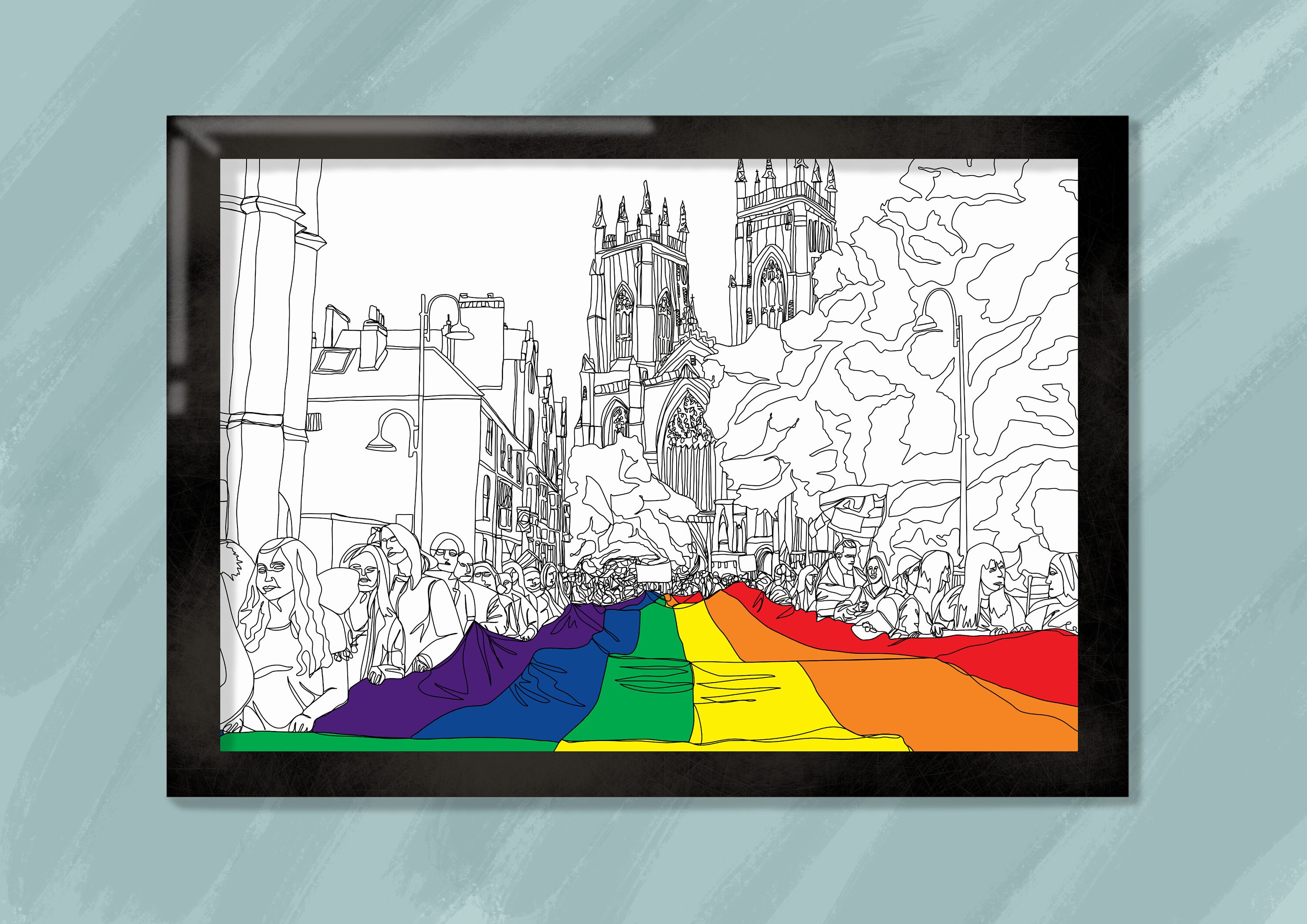 Line Art York Minster Landmark Print Pride - Etsy UK
