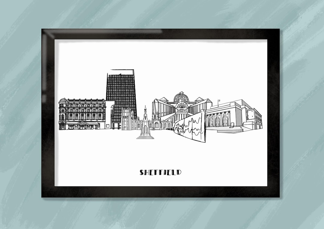 Line Art | Sheffield Landmark Skyline | Illustration Print - Etsy