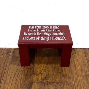Painted Red With White Letters. this Little Stool of Mine. Rustic ...