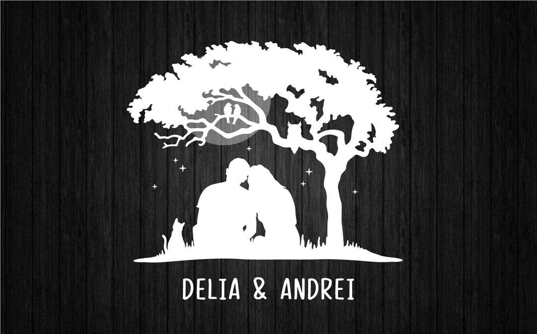 Couple Under the Tree SVG PNG for Cricut and Silhouette, Couple SVG ...