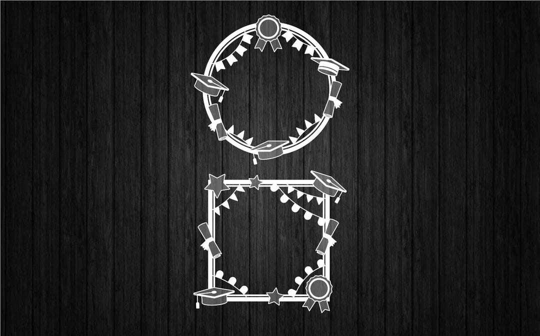 2 Graduation Frames SVG PNG for Cameo and Silhouette, Graduation Frame ...