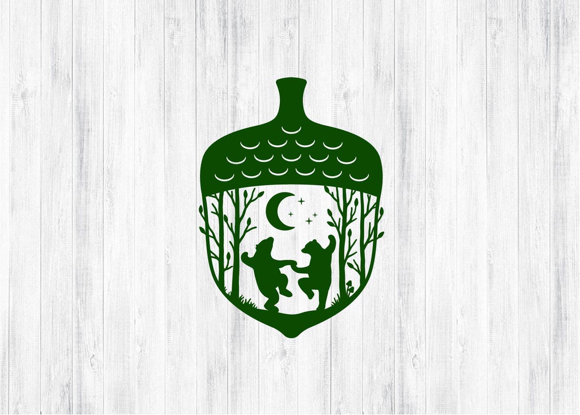 Dancing Bears Inside Acorn SVG PNG for Cricut and Silhouette, Bears ...