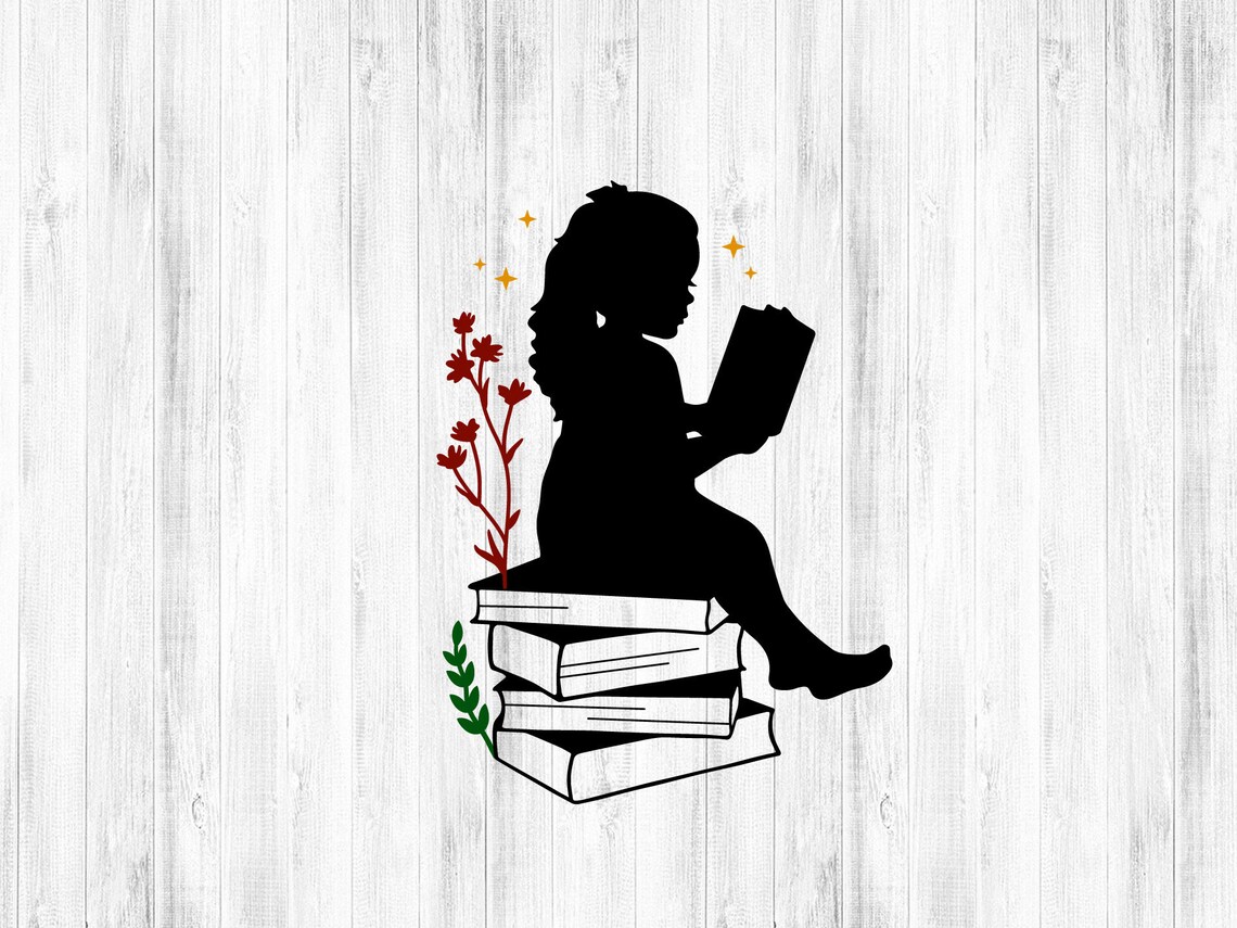Girl Reading SVG PNG for Cricut and Silhouette Book Lover - Etsy