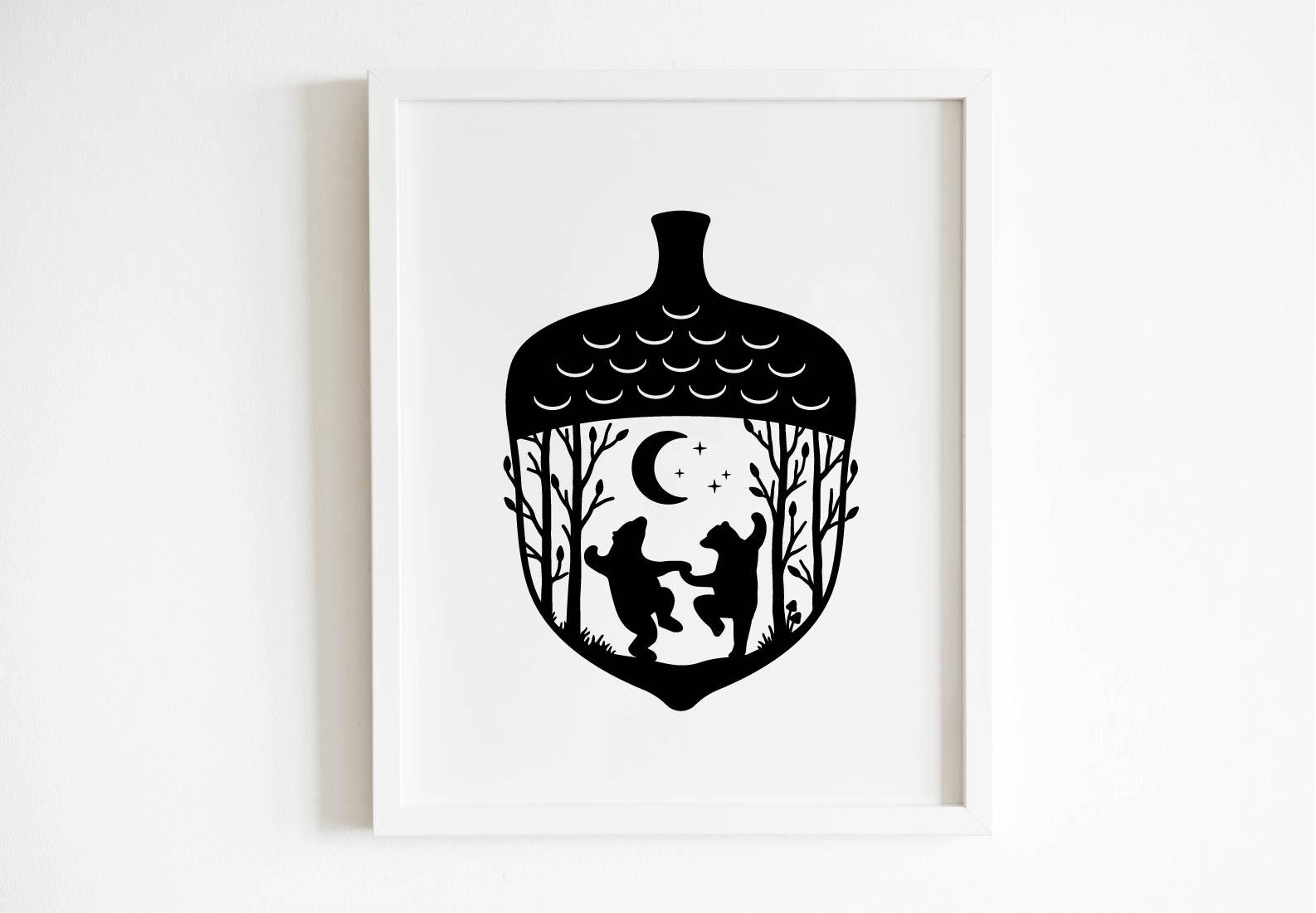 Dancing Bears Inside Acorn SVG PNG for Cricut and Silhouette, Bears ...