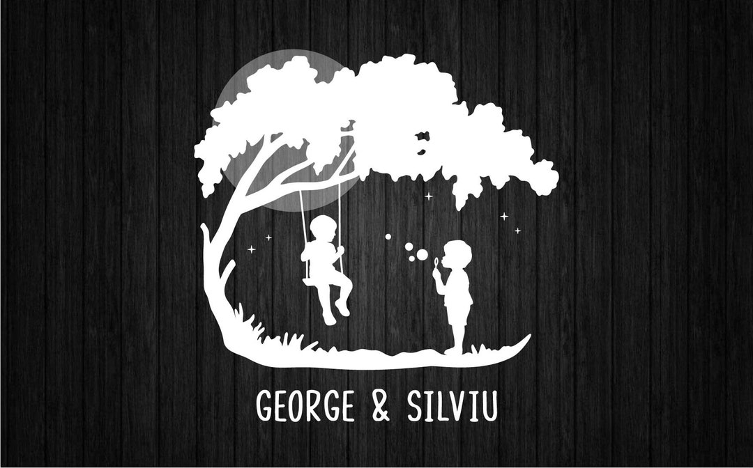 2 Boys Swinging SVG PNG for Cricut and Silhouette, Brothers Swing SVG ...