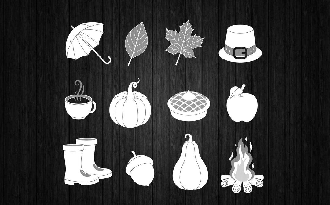 Cozy Autumn Elements SVG PNG for Cricut and Silhouette, Leaves ...