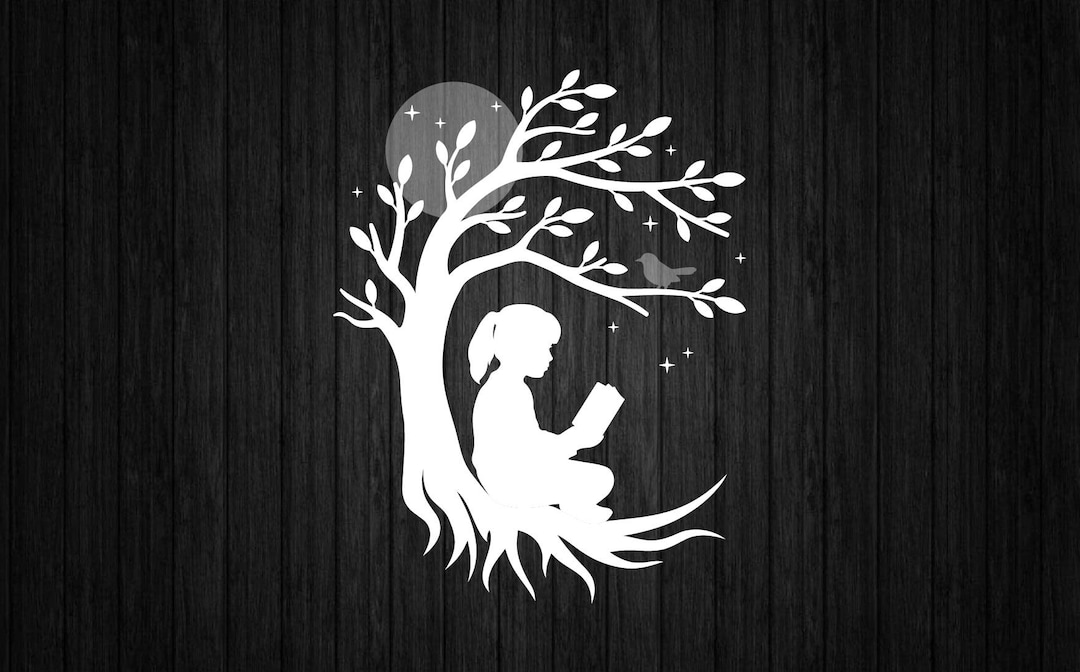 Girl Reading Under the Tree SVG PNG for Cricut and Silhouette, Book ...