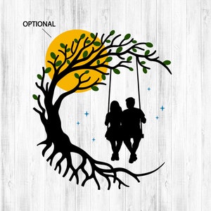 Couple Tree Swing SVG PNG for Cricut and Silhouette, Couple Template ...