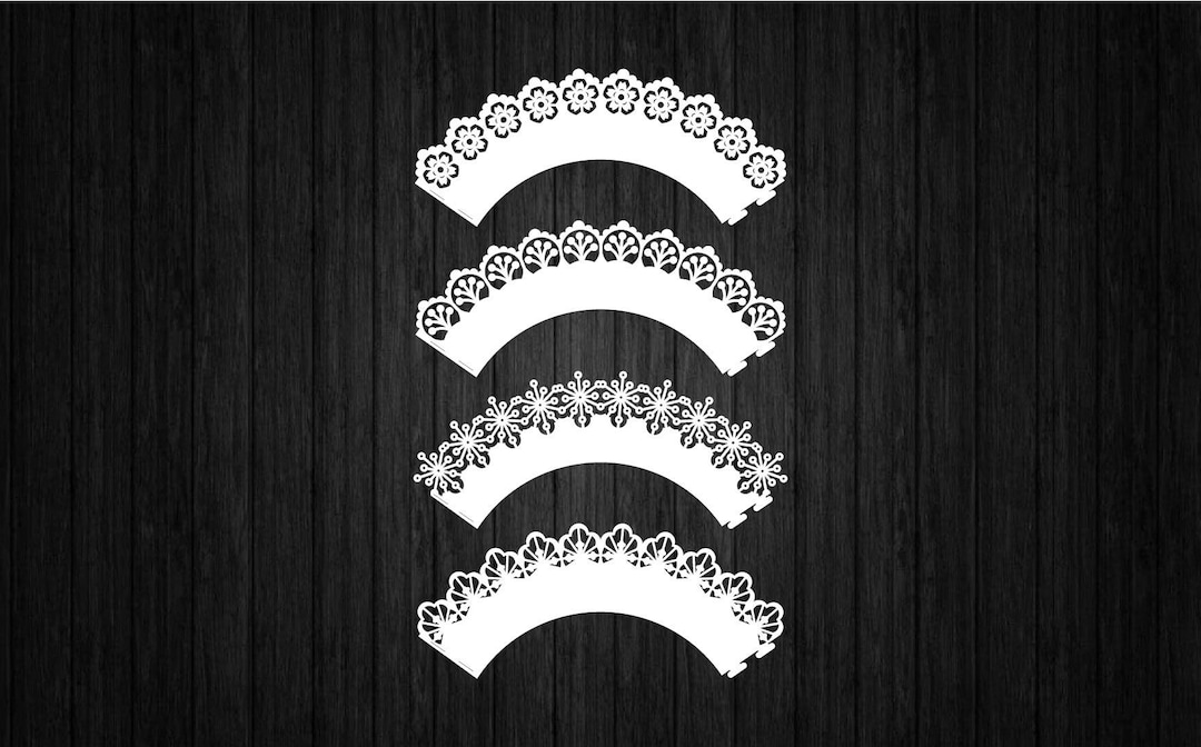4 Cupcake Wrappers SVG PNG for Cricut and Silhouette, Wedding Cupcake ...