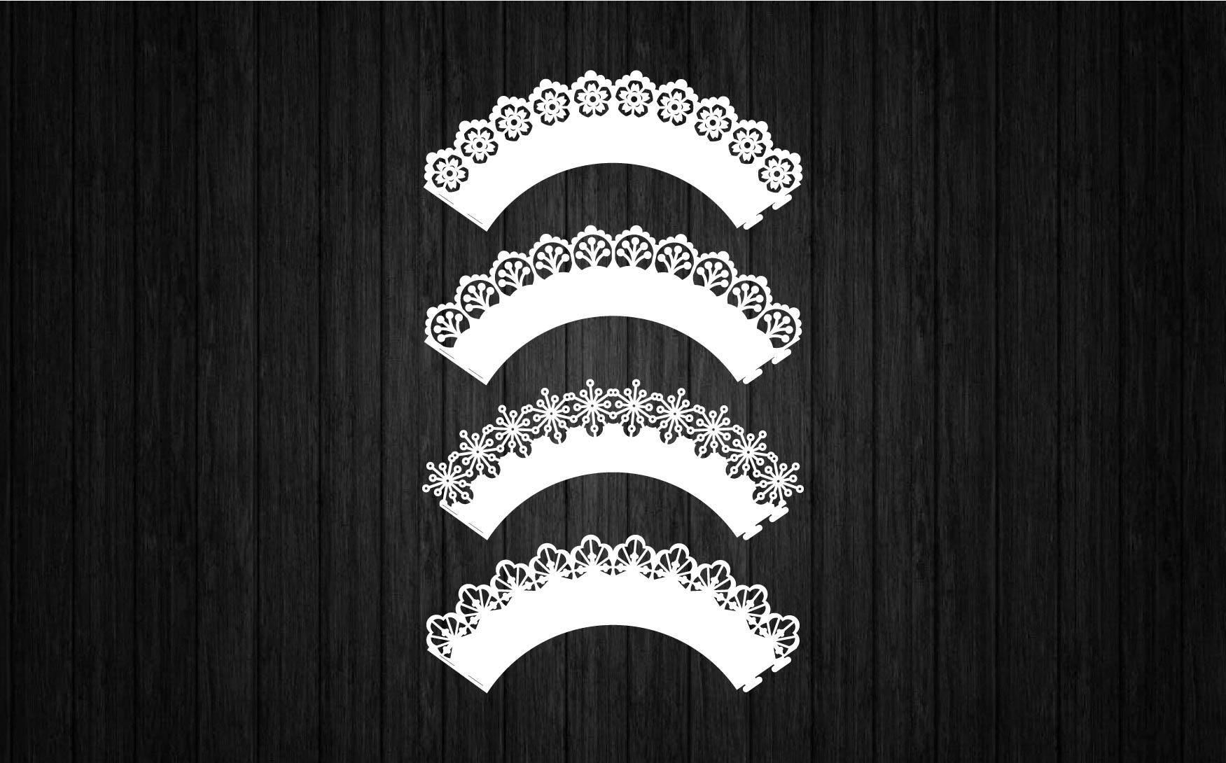 4 Cupcake Wrappers SVG PNG for Cricut and Silhouette, Wedding Cupcake ...