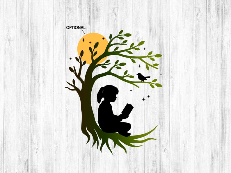 Girl Reading Under the Tree SVG PNG for Scrapbook Cricut and - Etsy UK