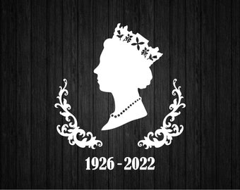 Queen Elizabeth II Side Profile Silhouette With Crown SVG - Etsy