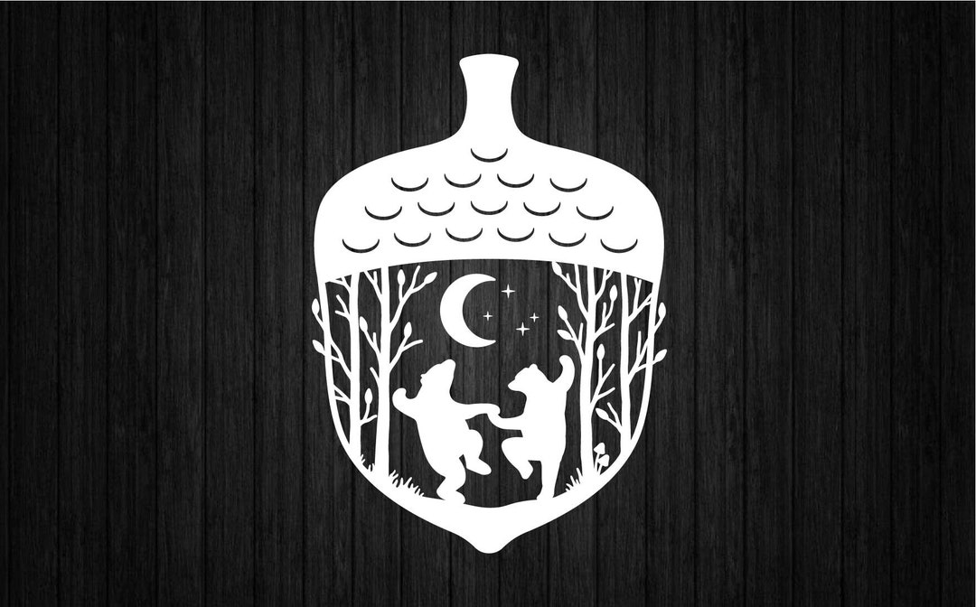 Dancing Bears Inside Acorn SVG PNG for Cricut and Silhouette, Bears ...