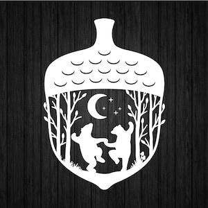 Dancing Bears Inside Acorn SVG PNG for Cricut and Silhouette, Bears ...