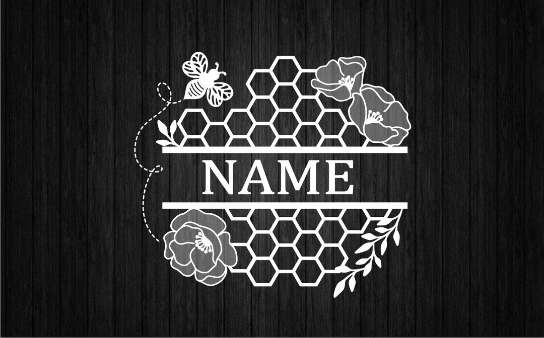 Honeycomb Name Frame SVG PNG, Honeycomb Personalised Name Frame SVG ...