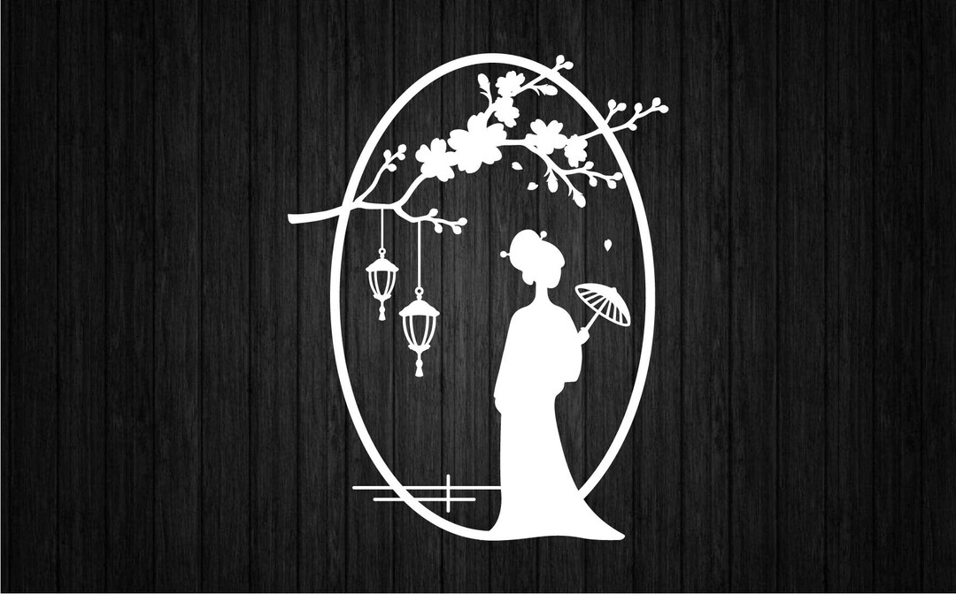 Japanese Geisha SVG PNG Digital Template for Silhouette and Cricut ...