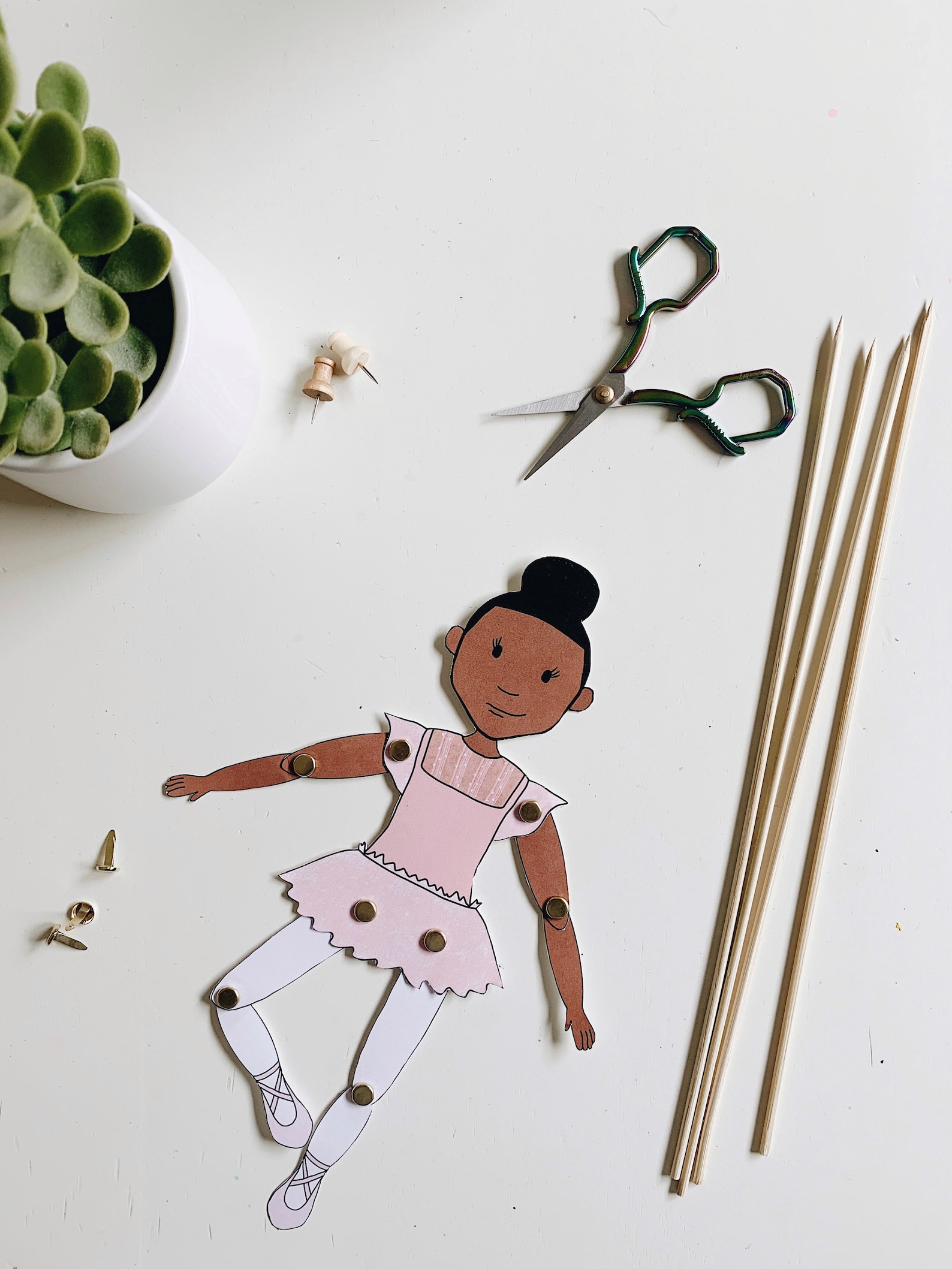 Articulated Ballerina Paper Doll/puppet African American Girl Printable ...