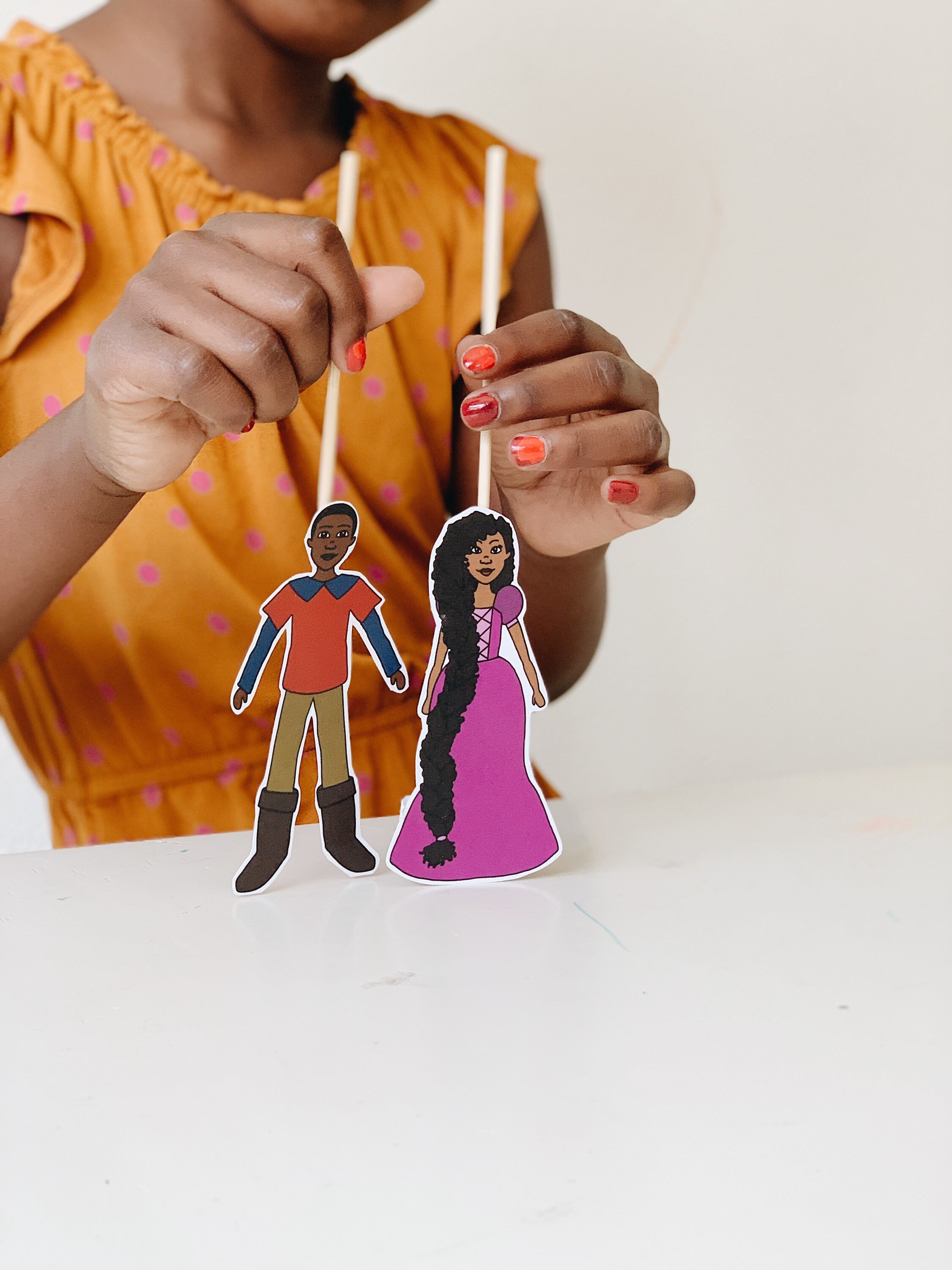 Rapunzel Fairy Tale Story Printable Paper Puppet Theater Set African ...