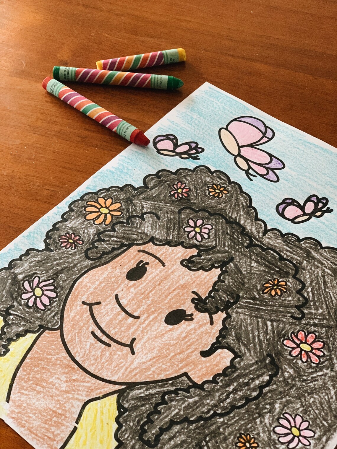 Coloring Page African American Girl Flowers in Natural Hair Black Girl ...