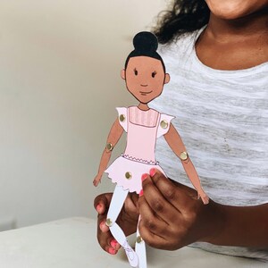 Articulated Ballerina Paper Doll/puppet African American Girl Printable ...