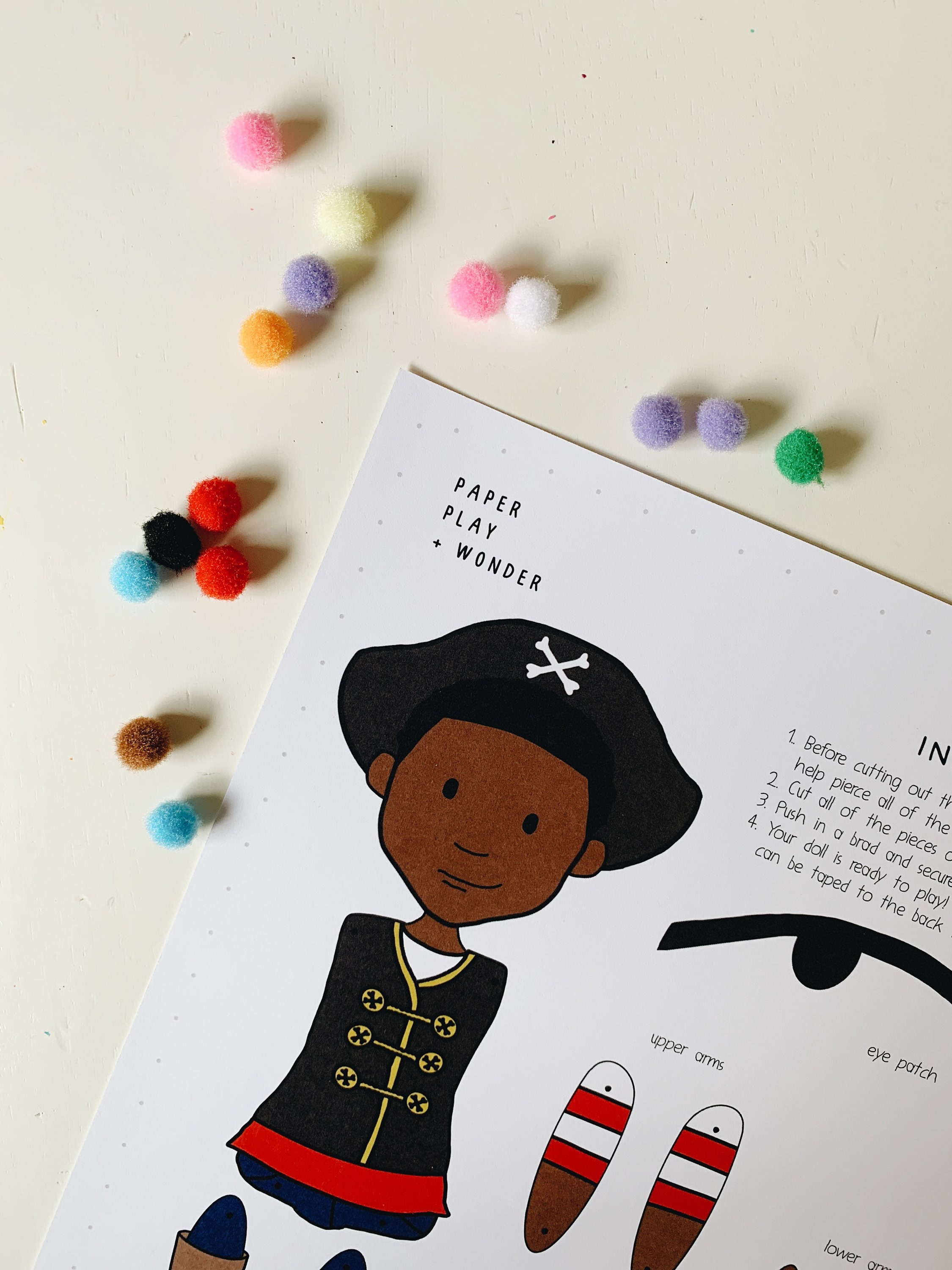 Articulated Pirate Paper Doll/puppet African American Boy Printable ...