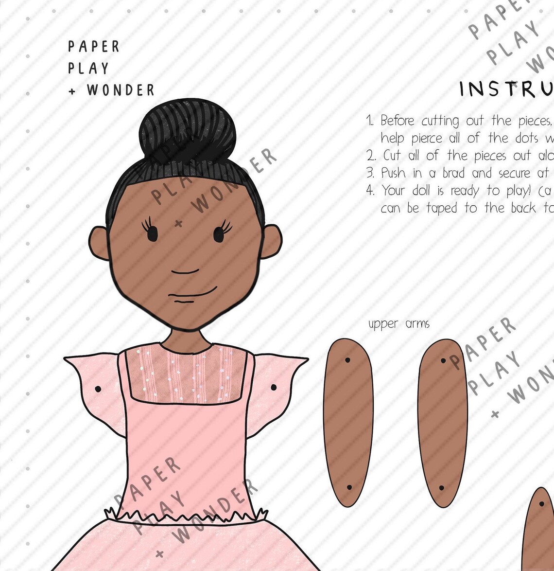 Articulated Ballerina Paper Doll/puppet African American Girl Printable ...