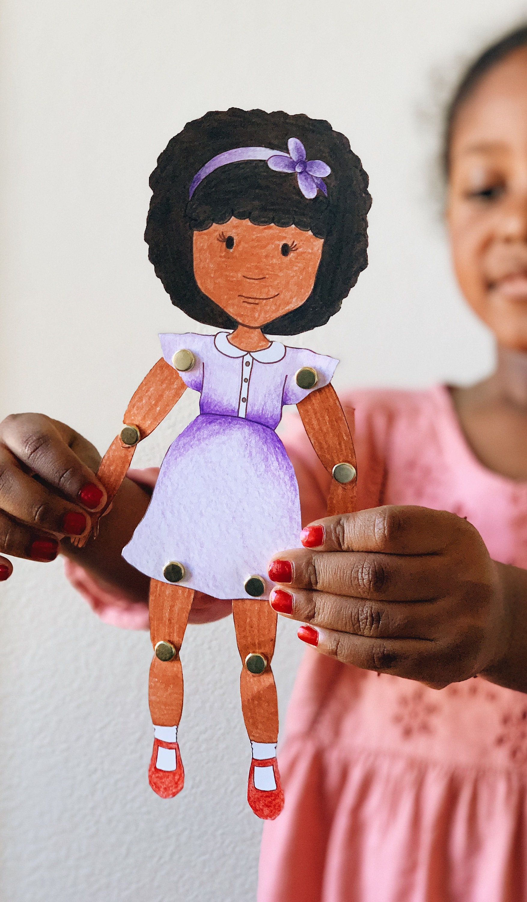 Articulated Paper Doll/puppet Coloring Page African American Girl ...