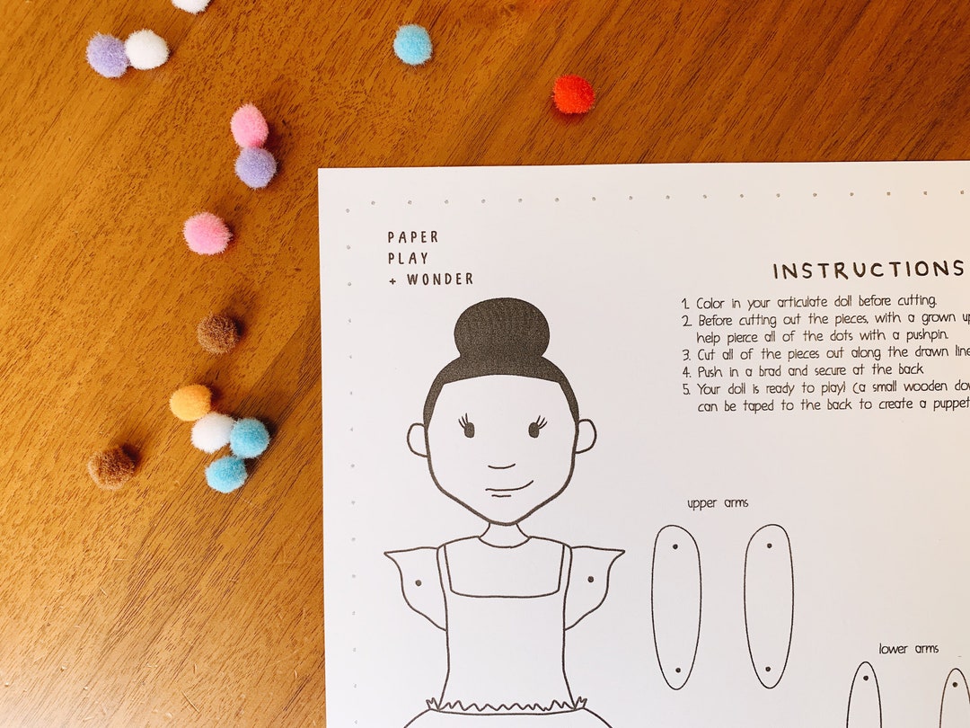 Articulated Ballerina Paper Doll/puppet Coloring Page African American ...