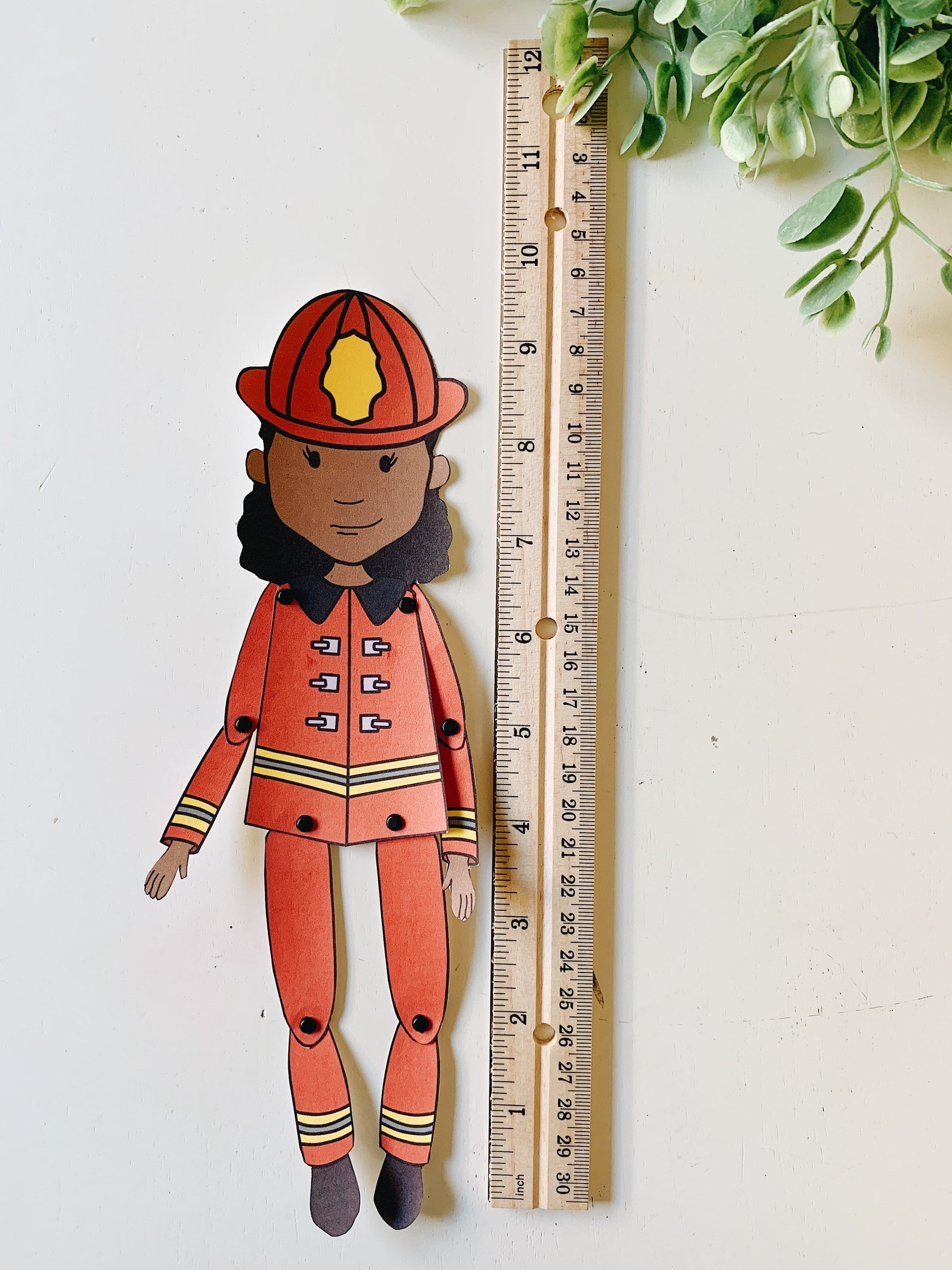 Articulated Firefighter Paper Doll/puppet African American Girl ...