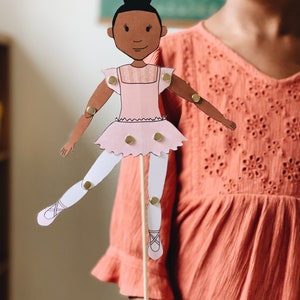 Articulated Ballerina Paper Doll/puppet African American Girl Printable ...