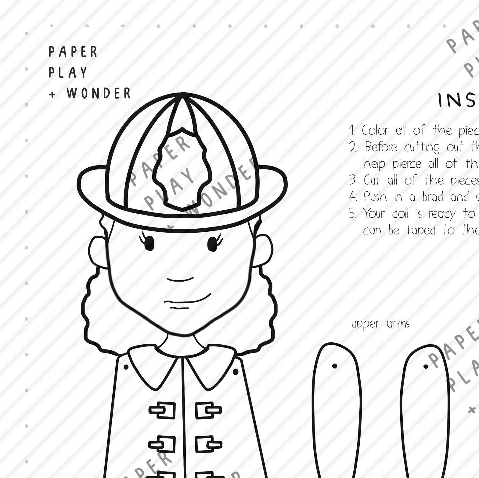 Articulated Paper Doll/puppet Coloring Page African American Girl ...