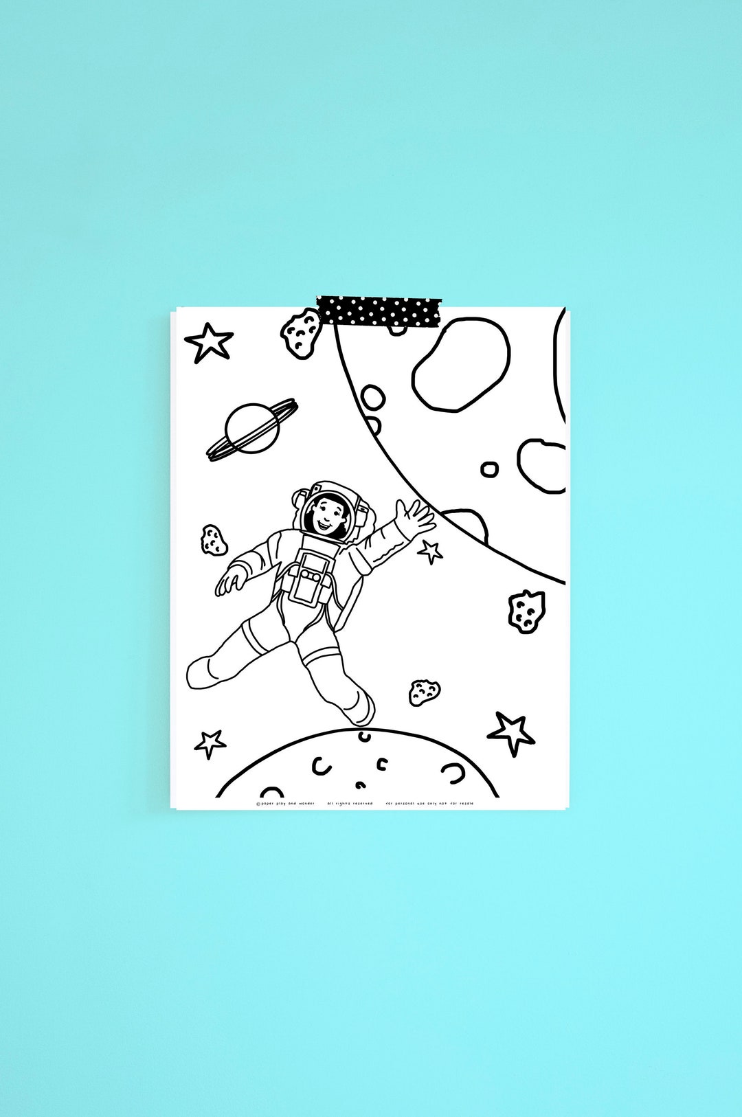 Coloring Page African American Girl Astronaut in Space Printable ...
