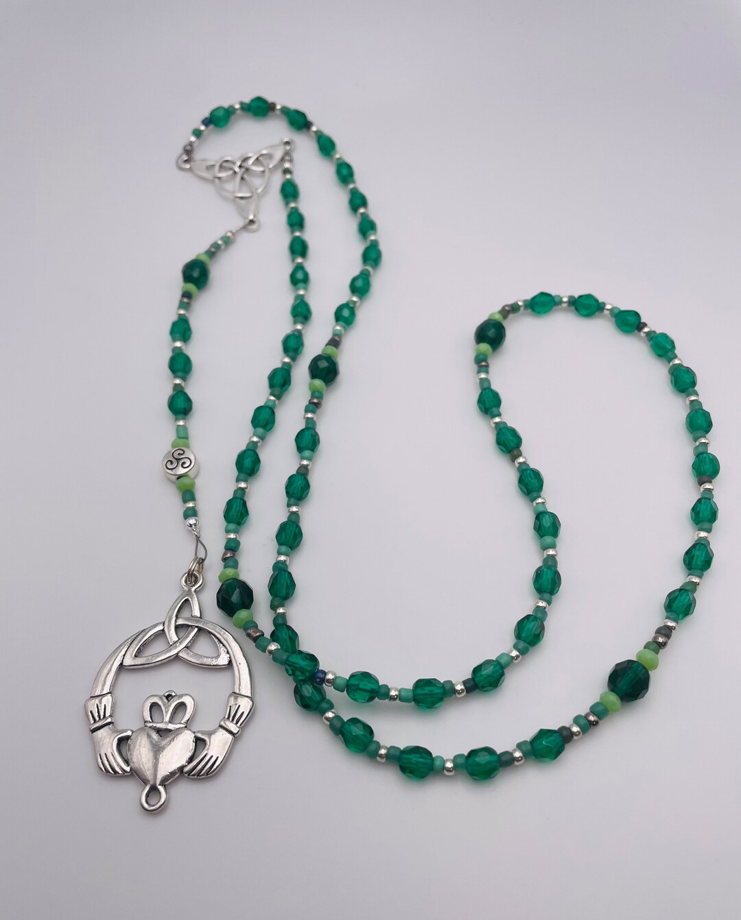 Claddagh and Triskele Celtic Irish Rosary in Green Green Green - Etsy