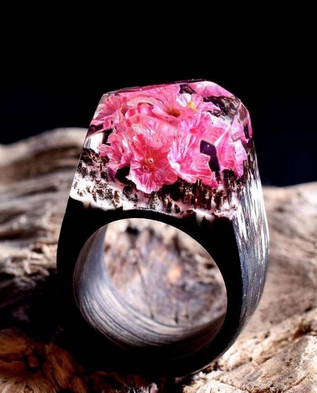 Fleur de fleurs, bague florale, bague de fleur en résine, idée cadeau ...