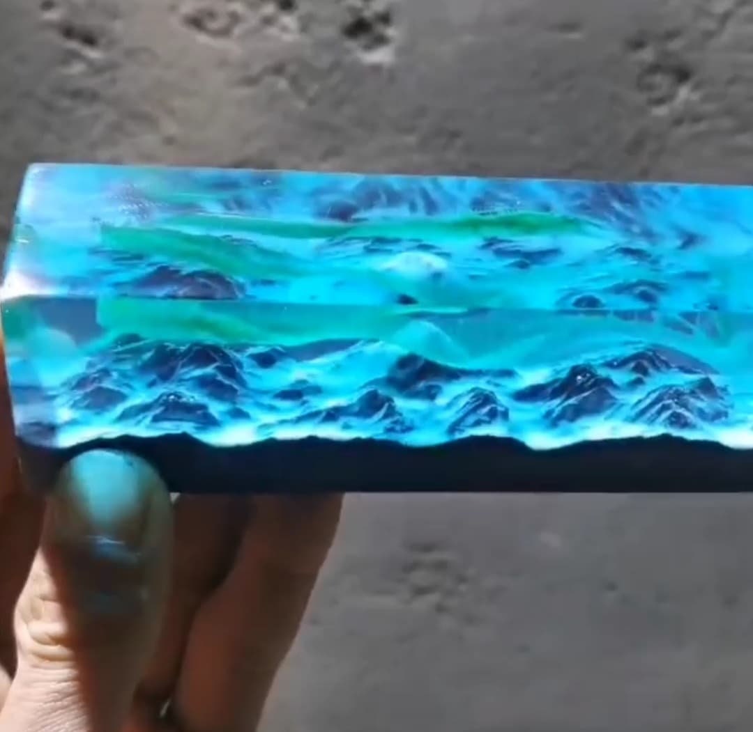 Resin Paperweight Aurora Mountain Wood Paperweight Home - Etsy