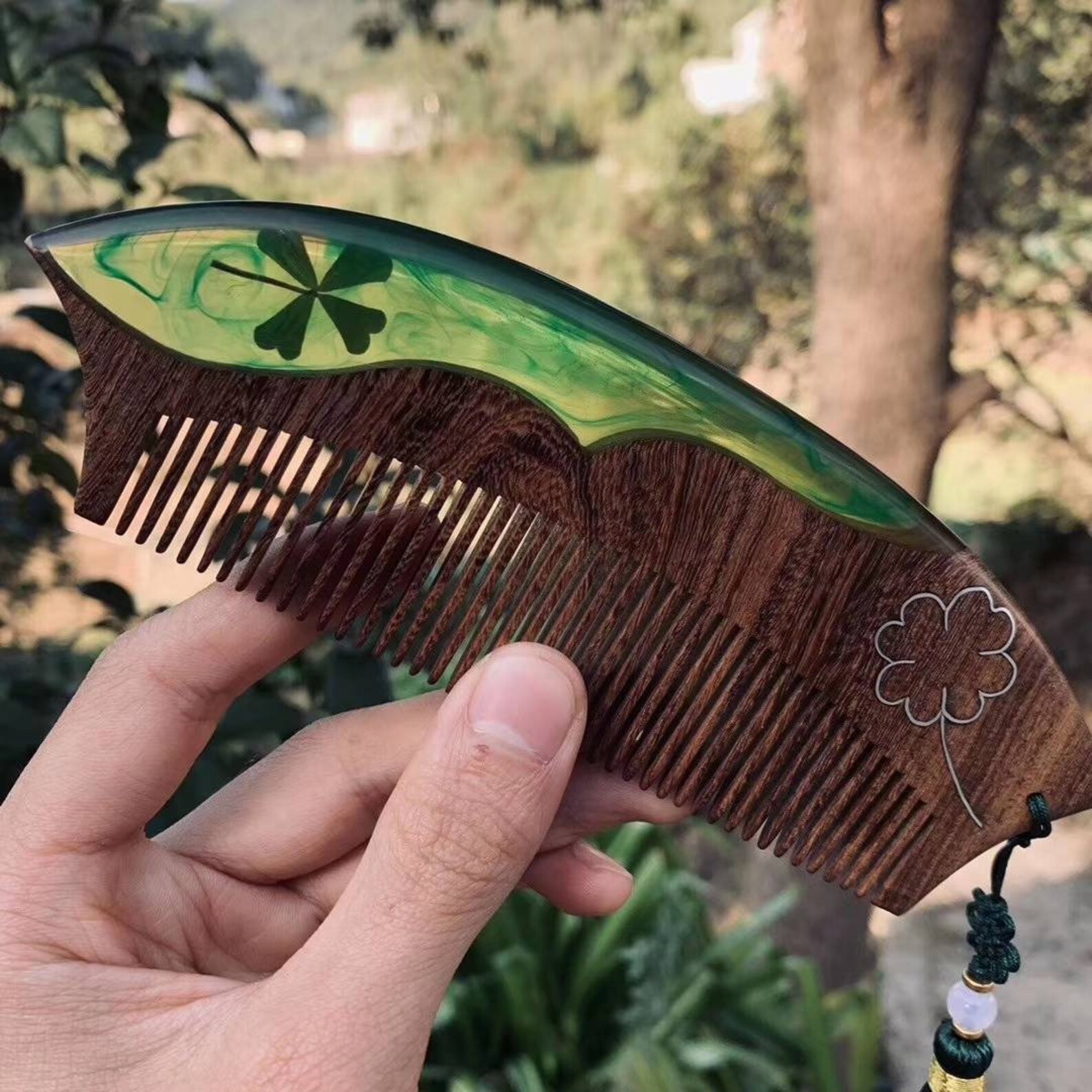 Resin Comb, Wood Comb, Handmade Comb, Epoxy Comb, Northern Light, Gift ...
