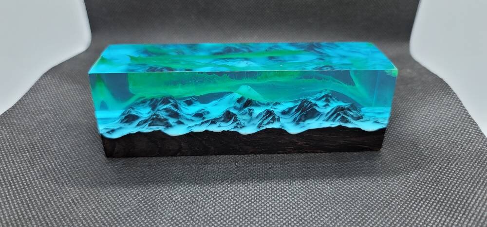 Resin Paperweight Aurora Mountain Wood Paperweight Home - Etsy