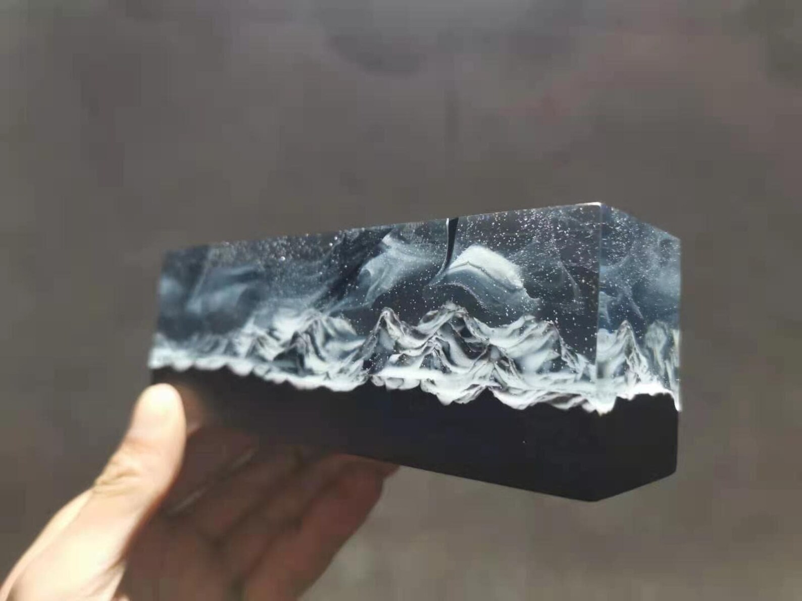 Resin Paperweight, Snowy Mountain, Wood Paperweight, Home Deco, Resin ...