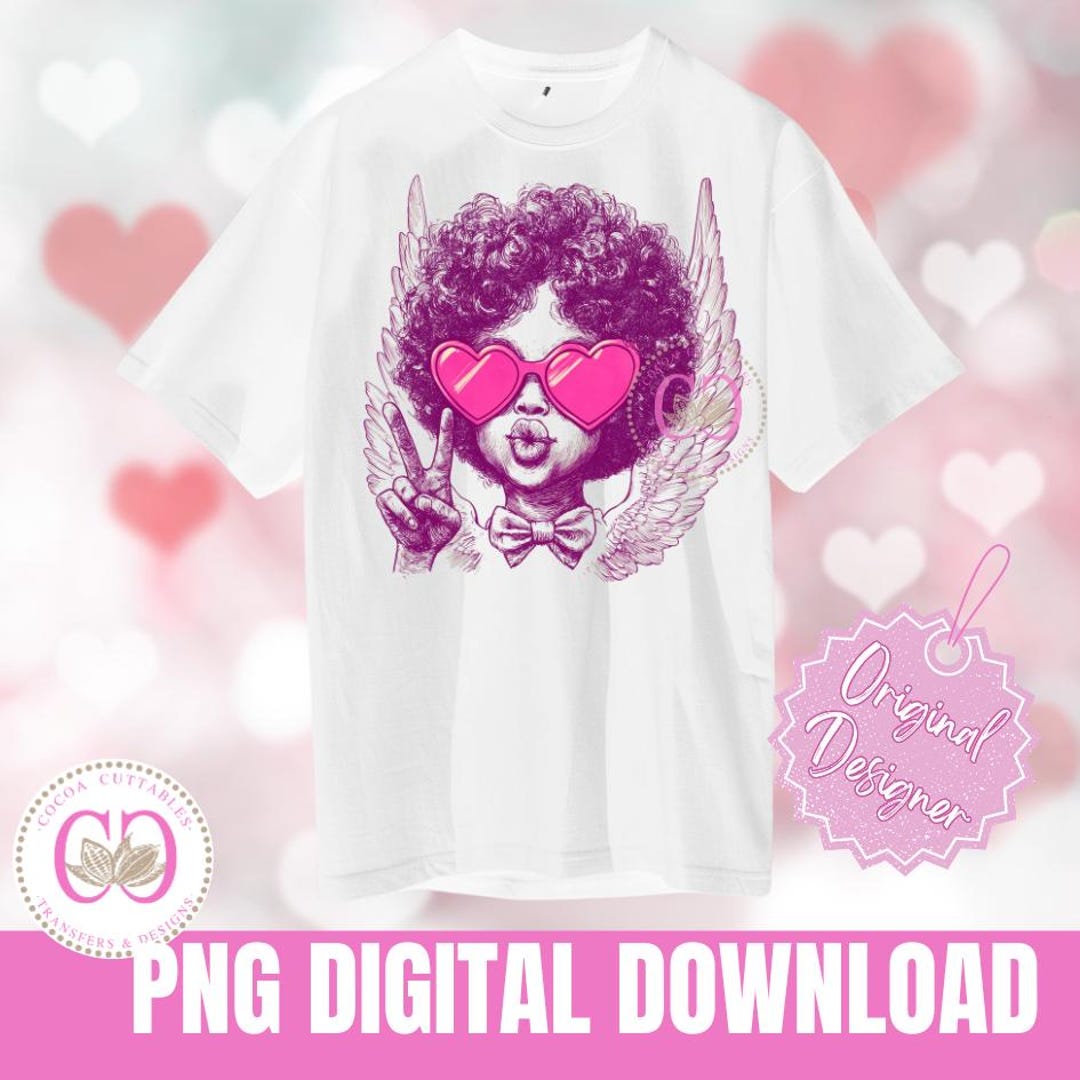 Retro Afro American Pouting Cupid, Cupid Valentine Pink Sunglasses ...