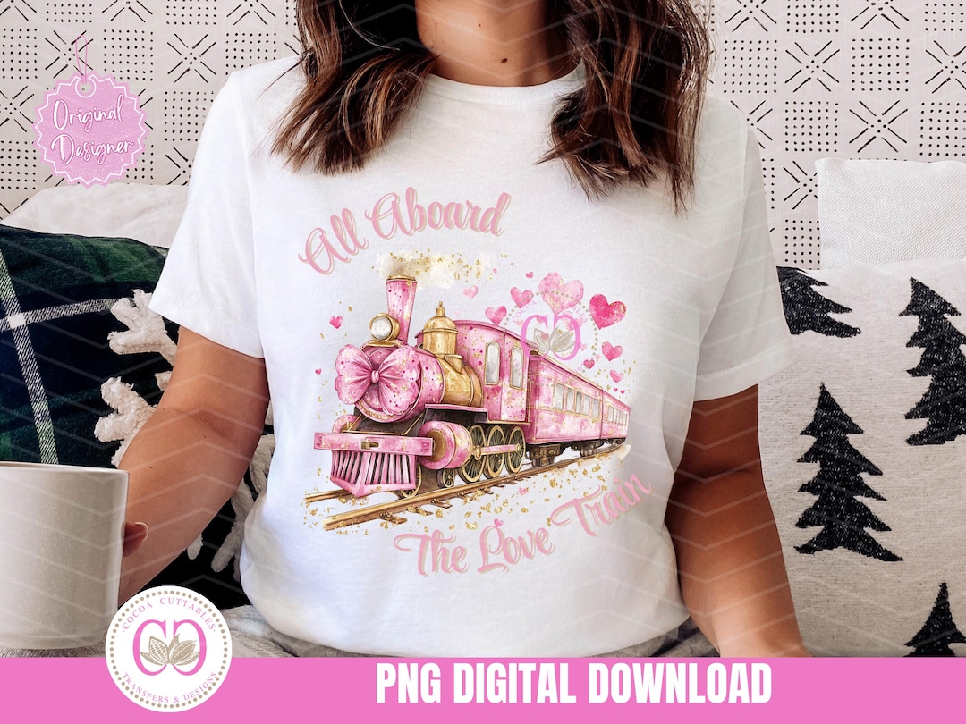 All Aboard the Love Train Watercolor Love Train Valentine's Train ...