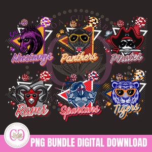 Retro School Mascots High School Mascots Bundle College Mascot School ...